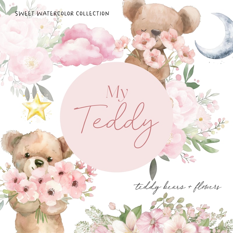 Teddy Bear Wreath Clipart - Etsy