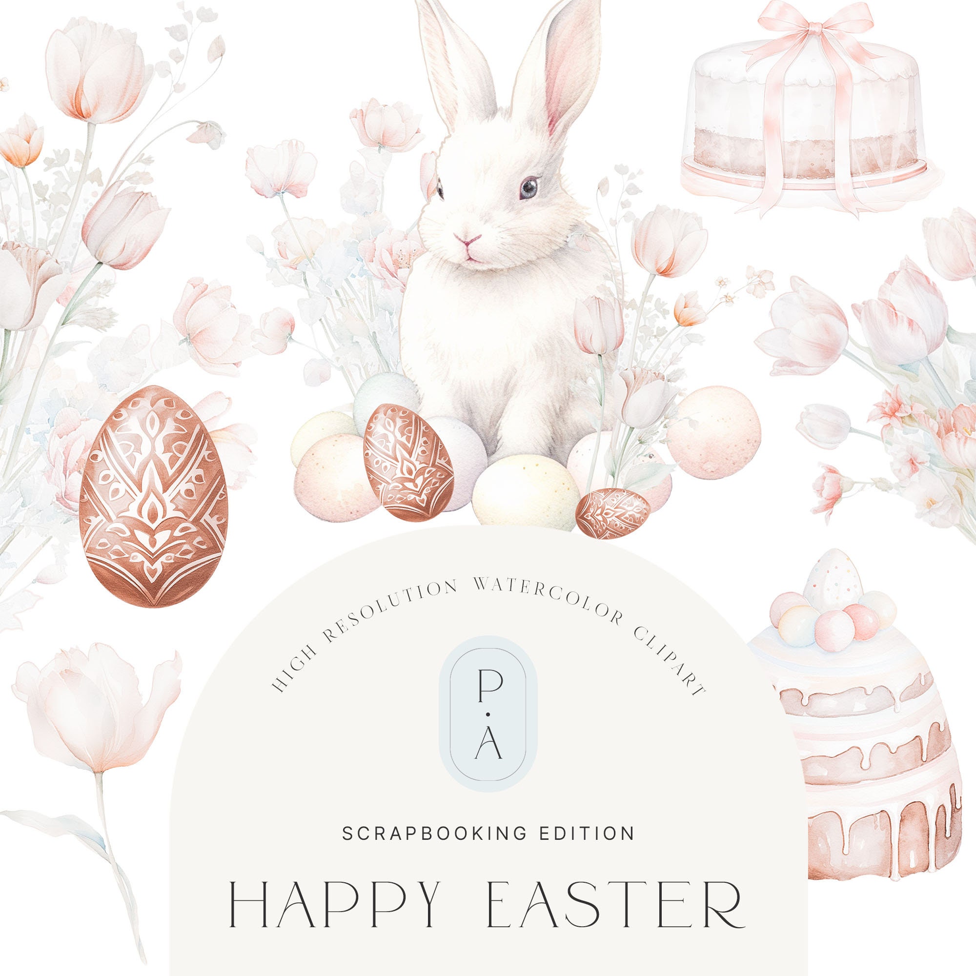 Easter Elements Clipart Set - Easter Items - Scrapbooking - Watercolor ...
