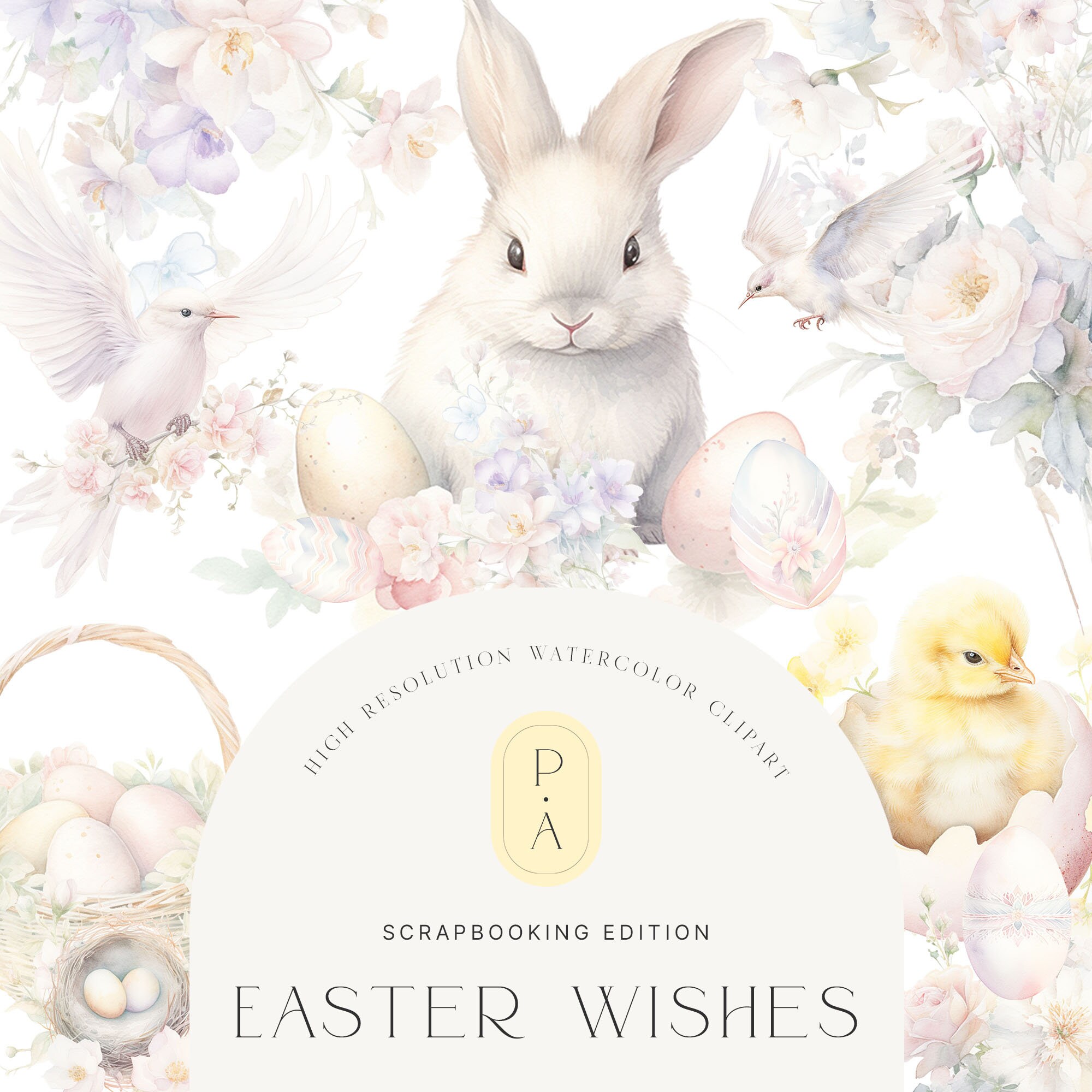 Watercolor Easter Clipart Set Watercolor Spring Animals Scrapbooking ...