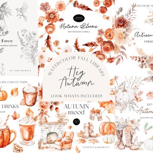 Watercolor Fall Autumn Bundle - Stickers Bundle - Scrapbookin Bundle ...