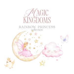 Cute Princess & Unicorn Clipart - Watercolor Nursery - Clipart for Kids ...