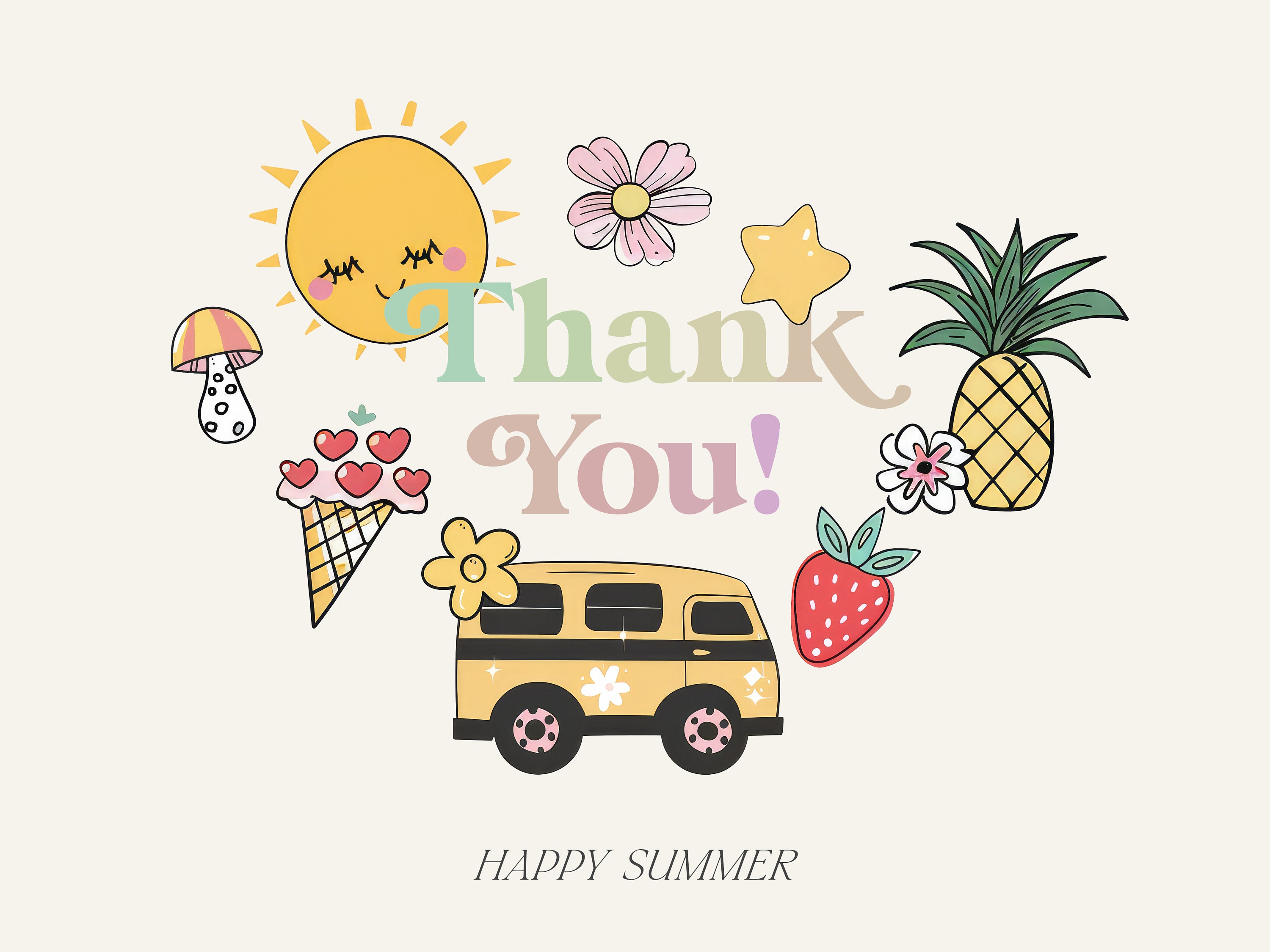 Groovy Retro Summer Clipart Set - Summer Clipart Collection - Retro ...