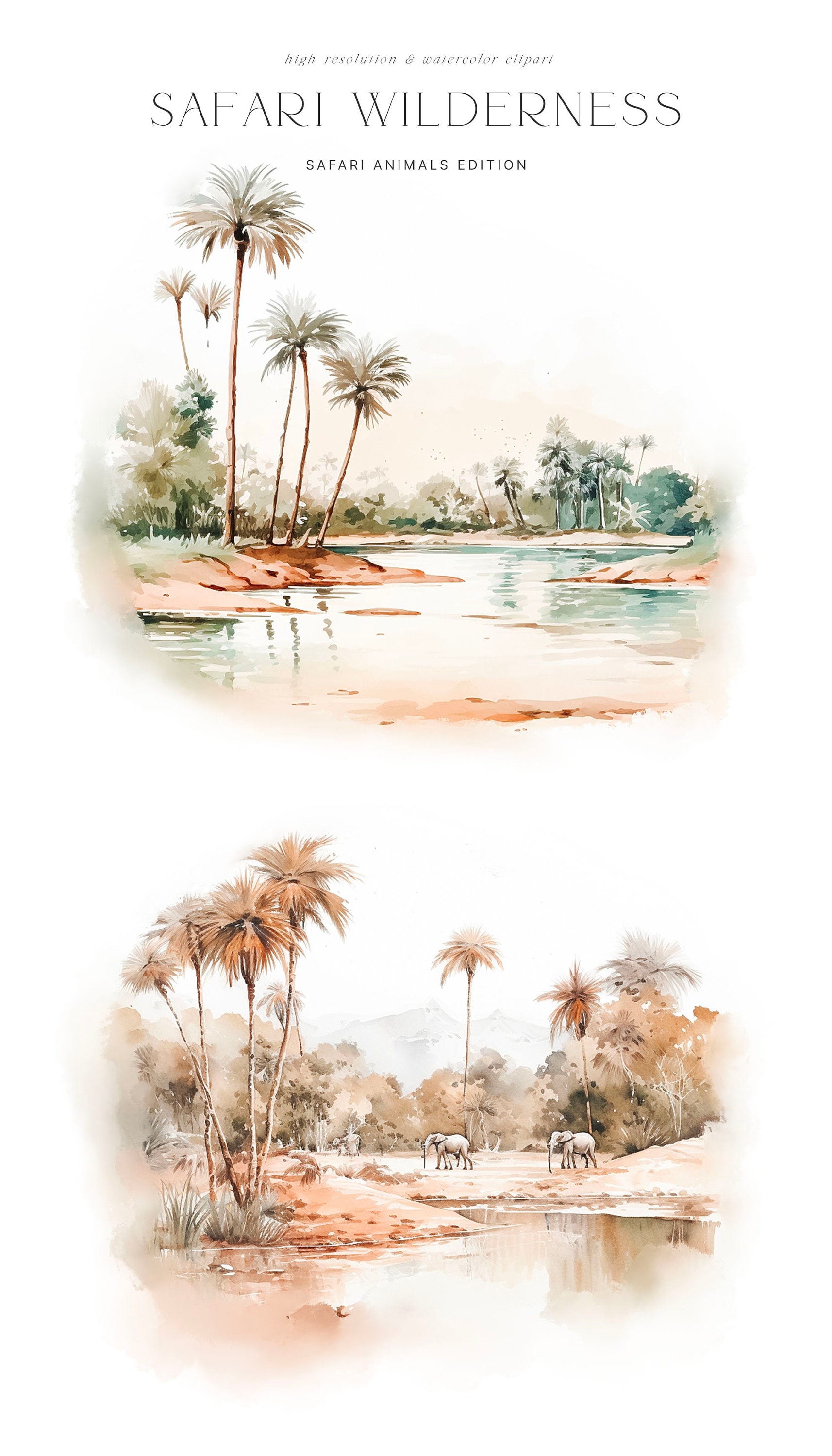 Safari Animals Clipart - Watercolor Safari Animals - Watercolor ...