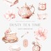 Dusty Rose Tea Party Clipart Watercolor Clipart Watercolor Tea Set ...