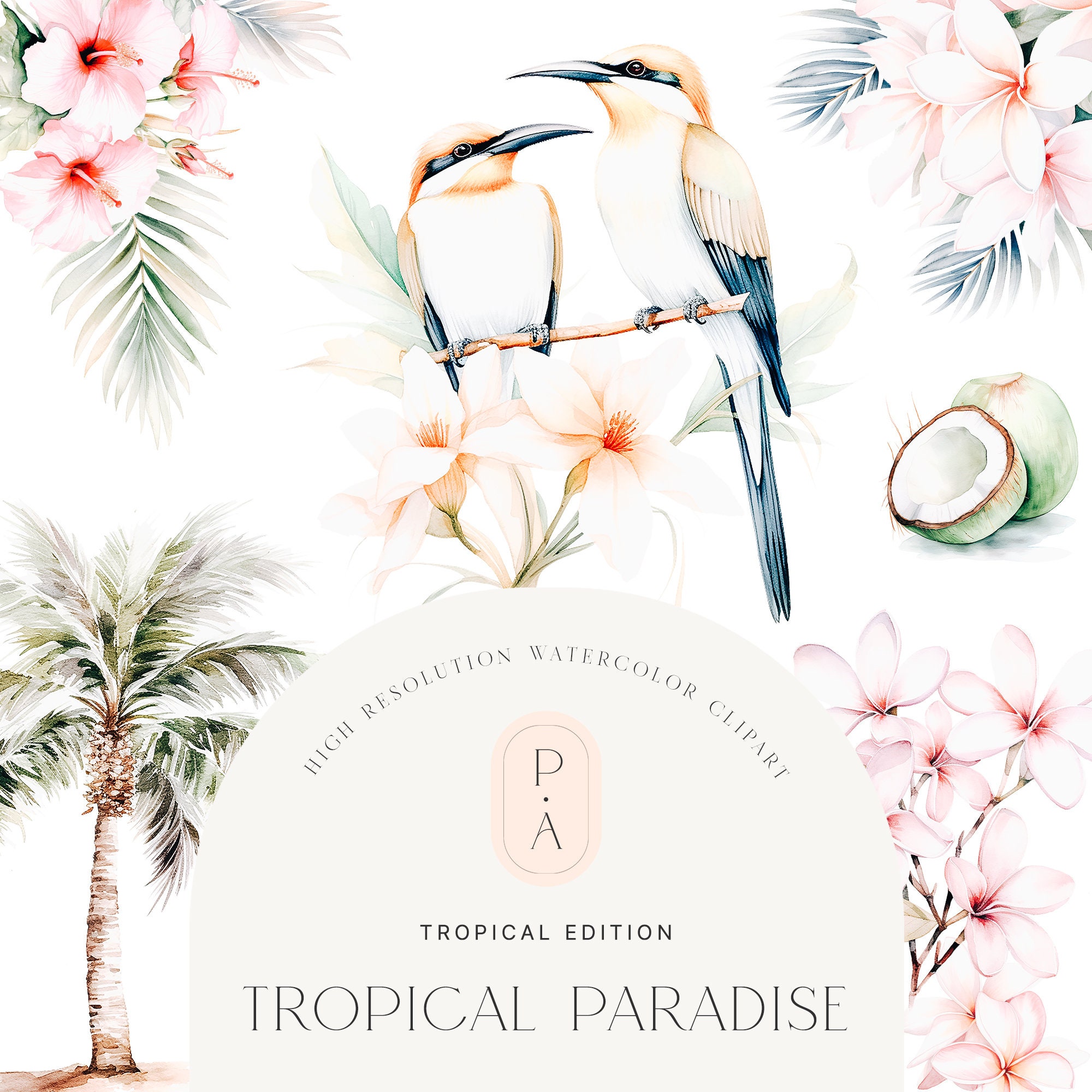 Watercolor Tropical Clipart Tropical Clipart Tropical Floral Clipart ...