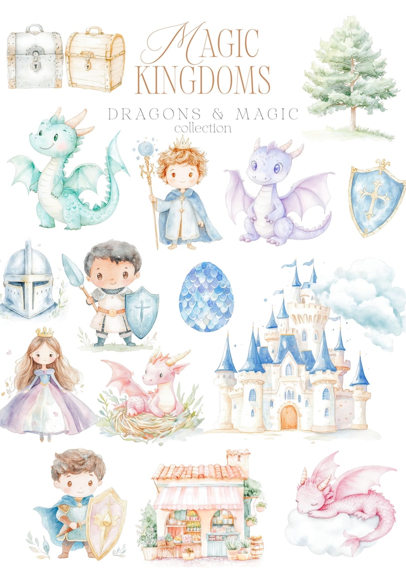 Cute Dragon & Kingdom Clipart - Prince and Princesses - Dragons ...