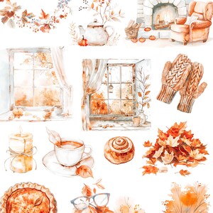 Autumn Watercolor Clipart - Cozy Fall Clipart - Autumn Bouquets Clipart ...