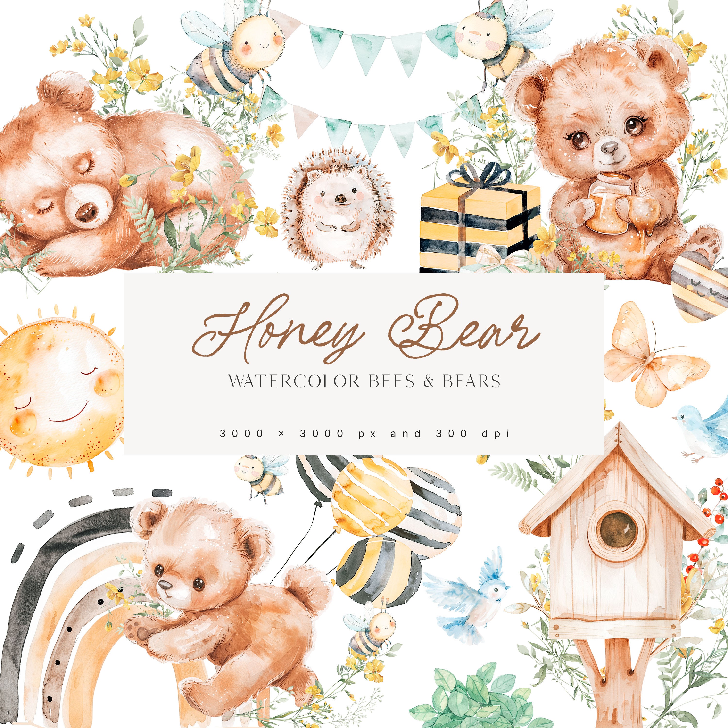 Cute Honey Bear Clipart - Bear Clipart - Teddy Bears - Cute Bee ...
