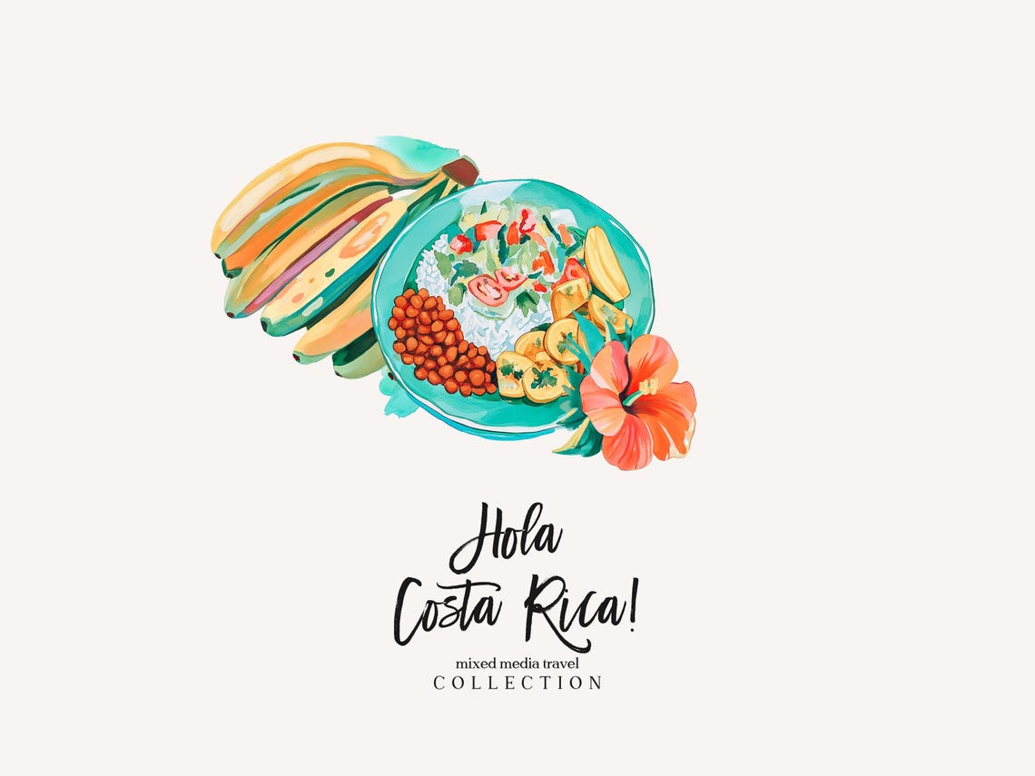 Watercolor Costa Rica Travel Clipart Set - Traveling Clipart Collection ...