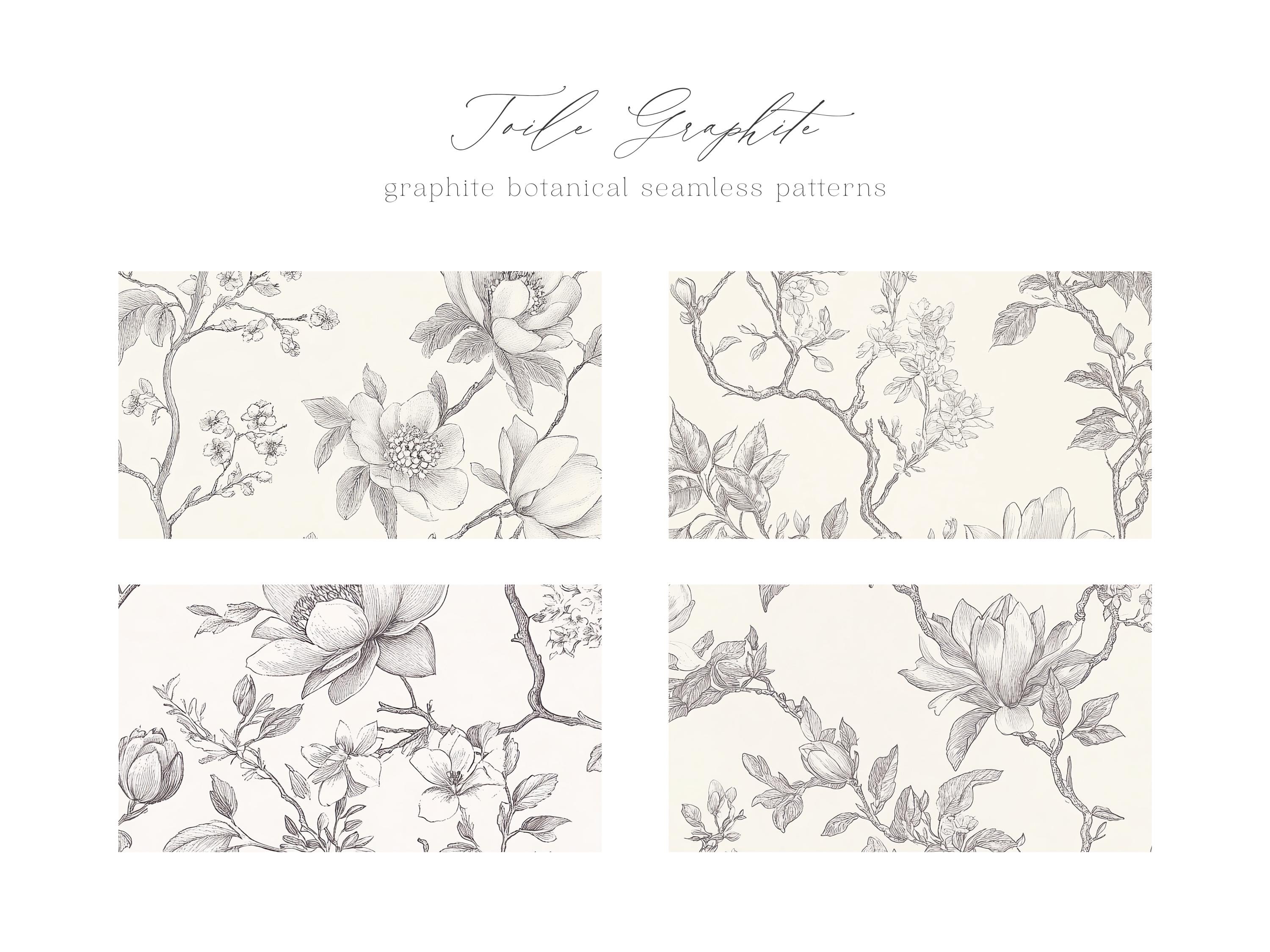 Toile Seamless Patterns With Botanical Vintage Style With Birds ...