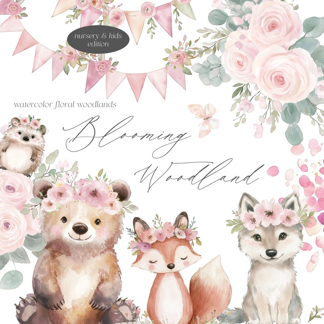 Watercolor Floral Woodland Collection - Watercolor Woodlands - Woodland ...