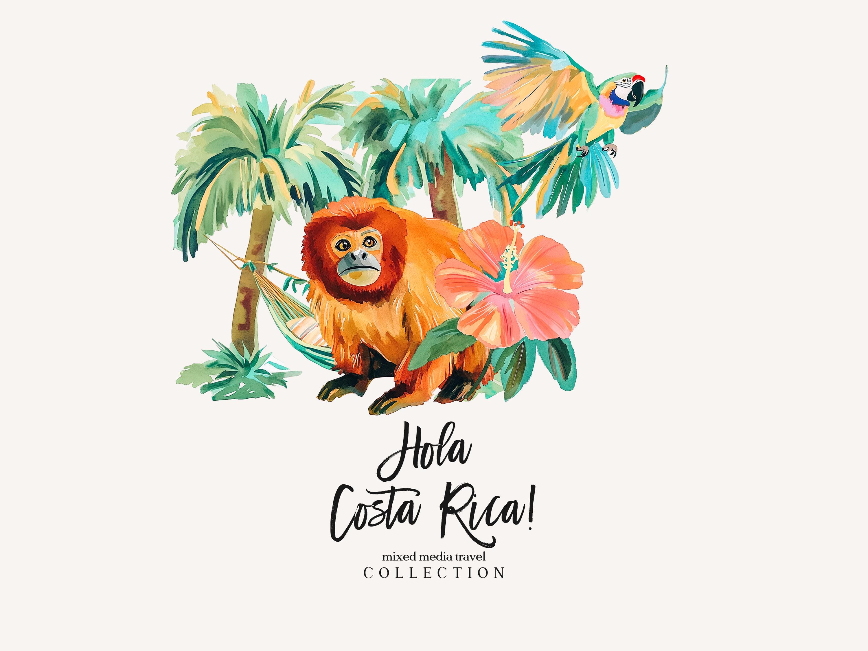 Watercolor Costa Rica Travel Clipart Set - Traveling Clipart Collection ...