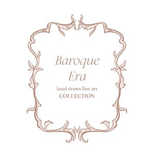 Baroque Era Mocha Mousse Line Art Collection - Rococo Line Art ...