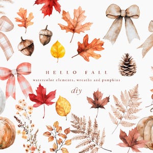 Watercolor Autumn Clipart - Pumpkin Clipart - Autumn Wreaths - Fall ...