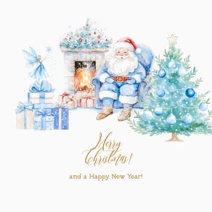 Blue Christmas Clipart - Santa's Village - Cute Christmas - Cute ...