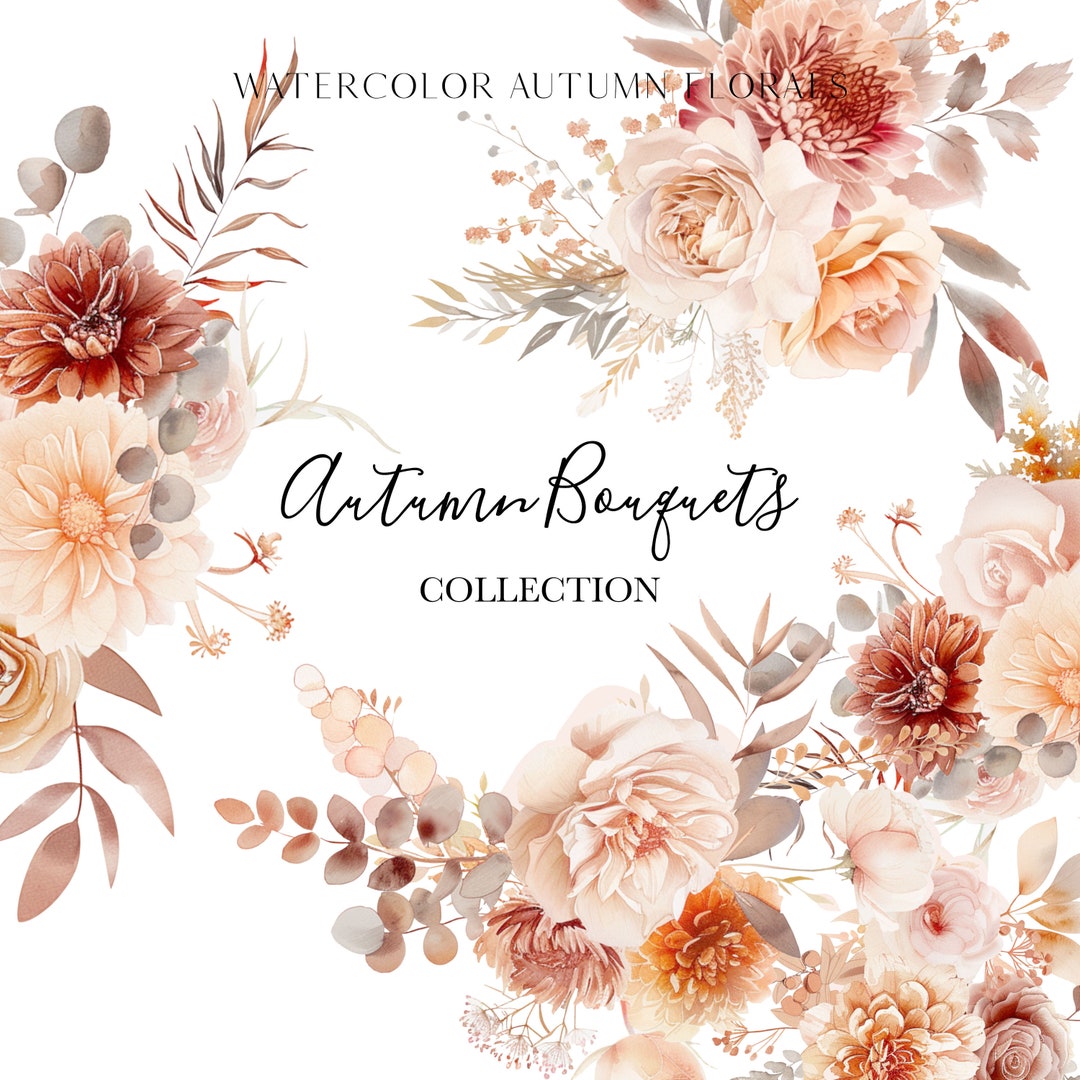Autumn Bouquet Clipart - Fall Florals - Watercolor Collection ...