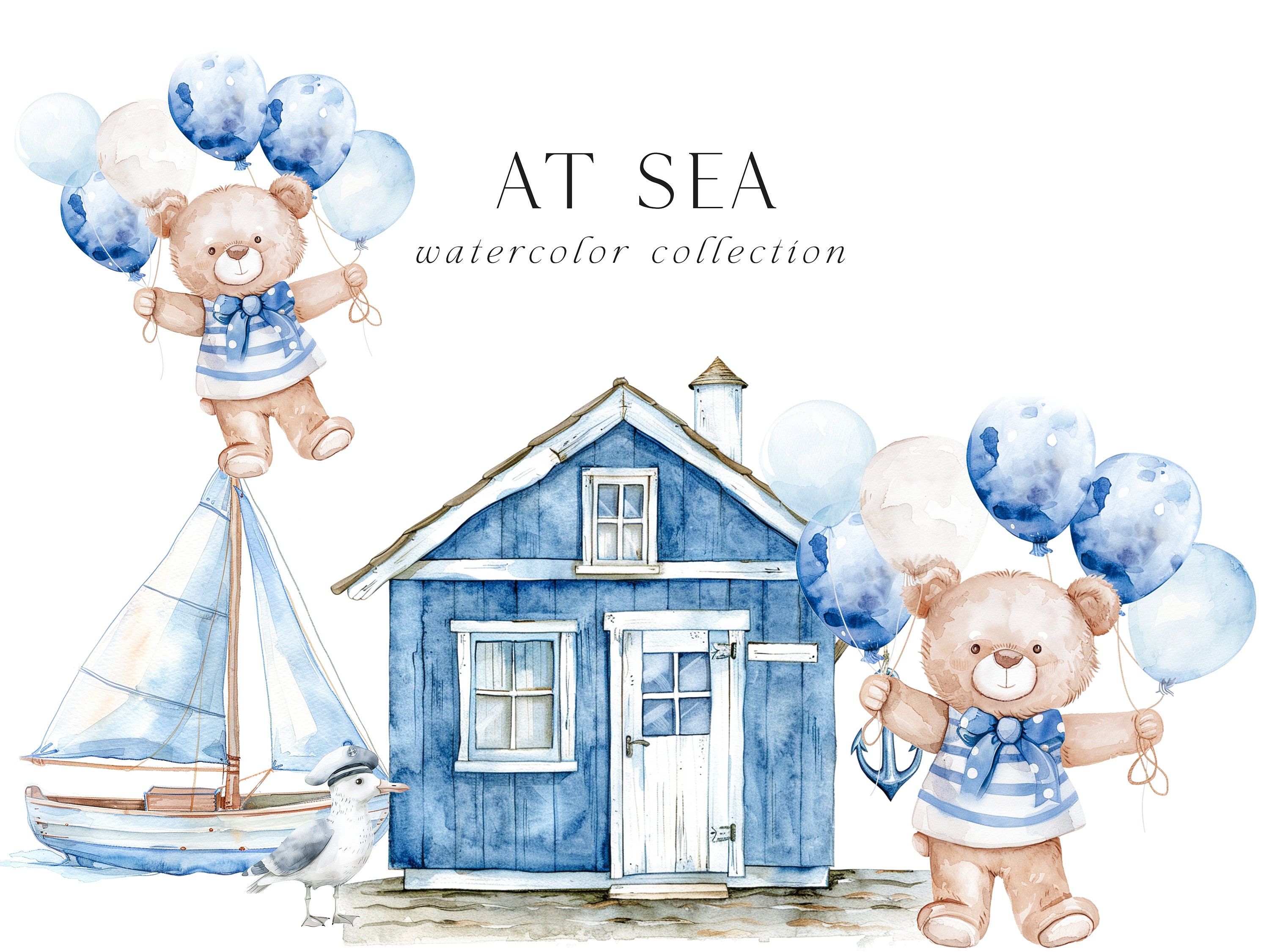 Watercolor Sailor Bear Clipart Sailor Clipart for Kids Nursery Clipart ...