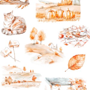 Autumn Watercolor Clipart - Cozy Fall Clipart - Autumn Bouquets Clipart ...
