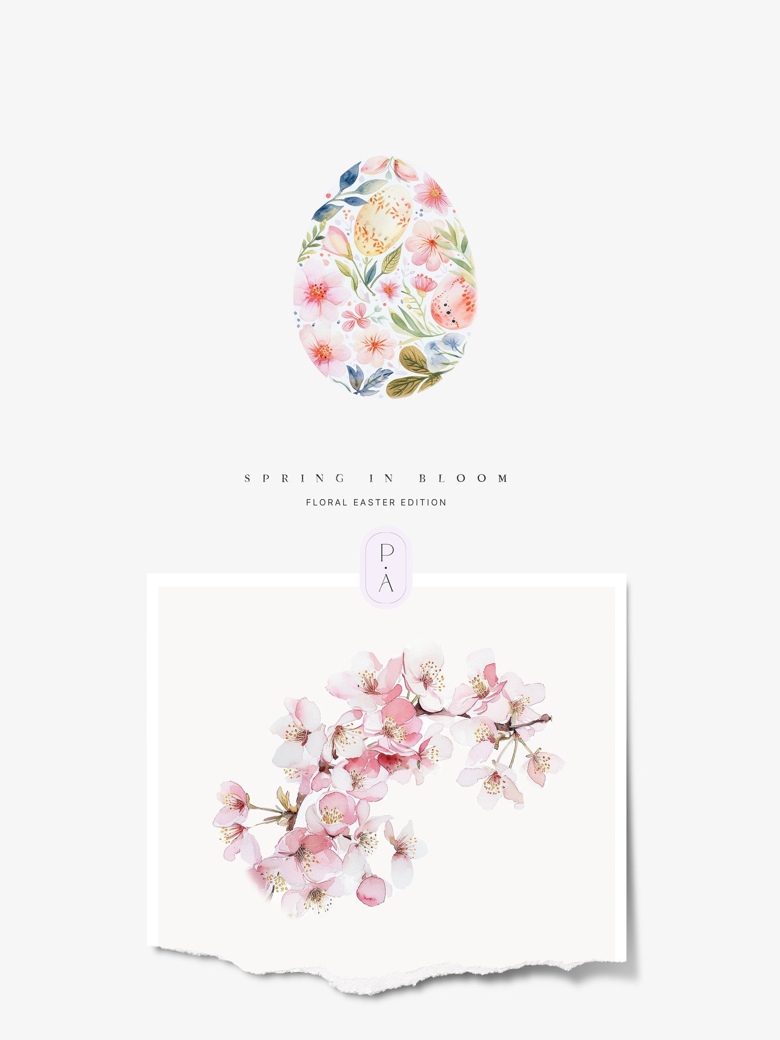 Watercolor Easter Clipart Set Bunny Clipart Spring Florals Watercolor ...