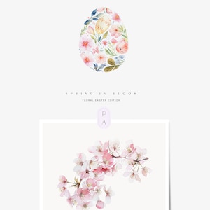 Watercolor Easter Clipart Set - Bunny Clipart - Spring Florals ...