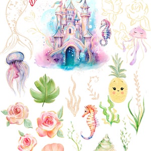 Watercolor Mermaid Clipart - Mermaid Party Clipart - Kids Mermaid ...