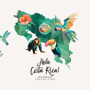 Watercolor Costa Rica Travel Clipart Set - Traveling Clipart Collection ...