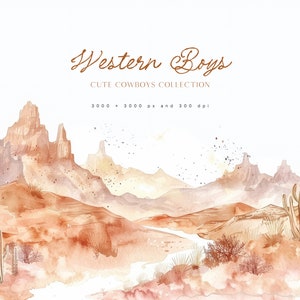 Cute Cowboys Watercolor Clipart - Watercolor Cowboys - Western Clipart ...