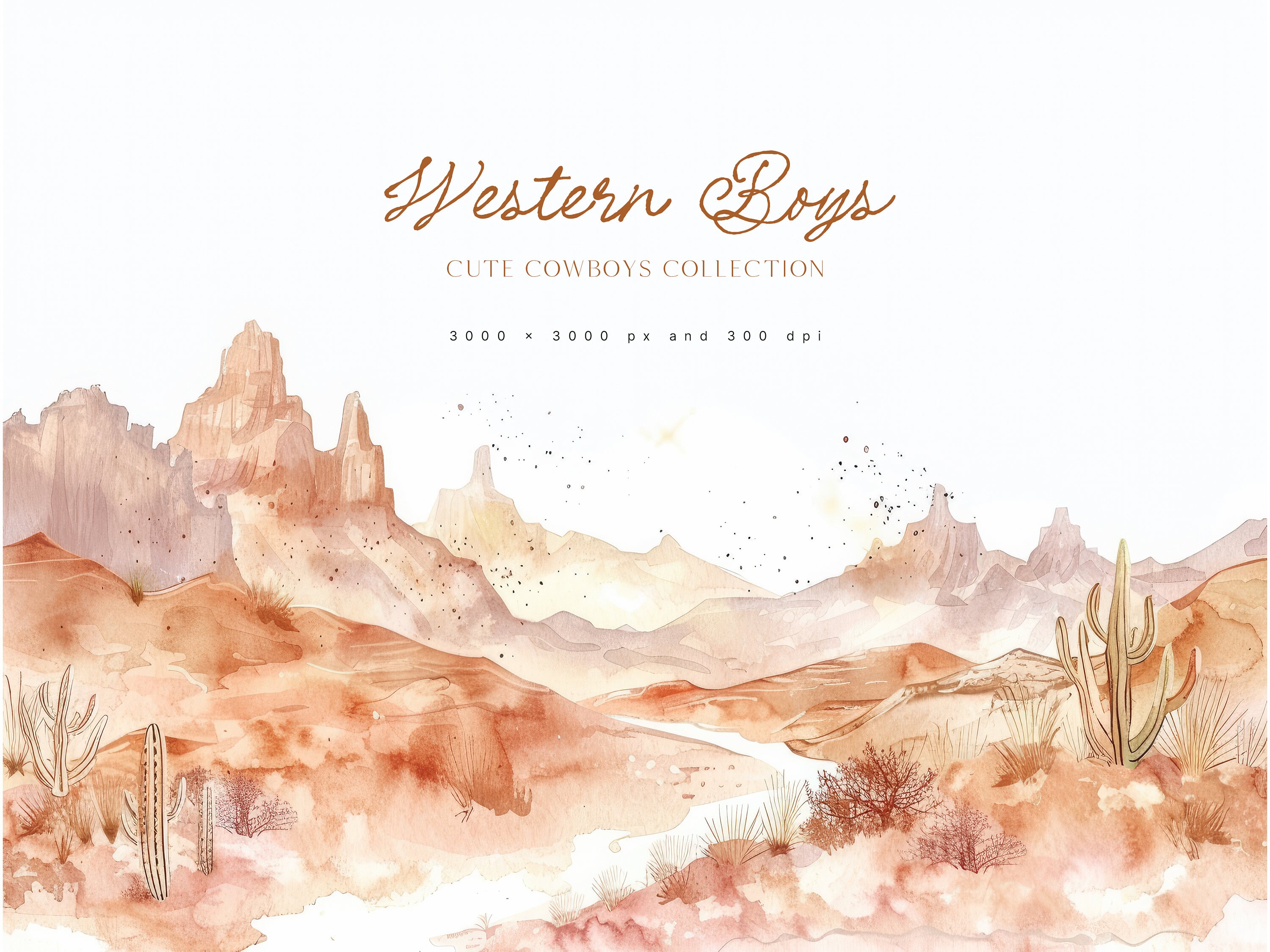 Cute Cowboys Watercolor Clipart Watercolor Cowboys Western Clipart Wild ...