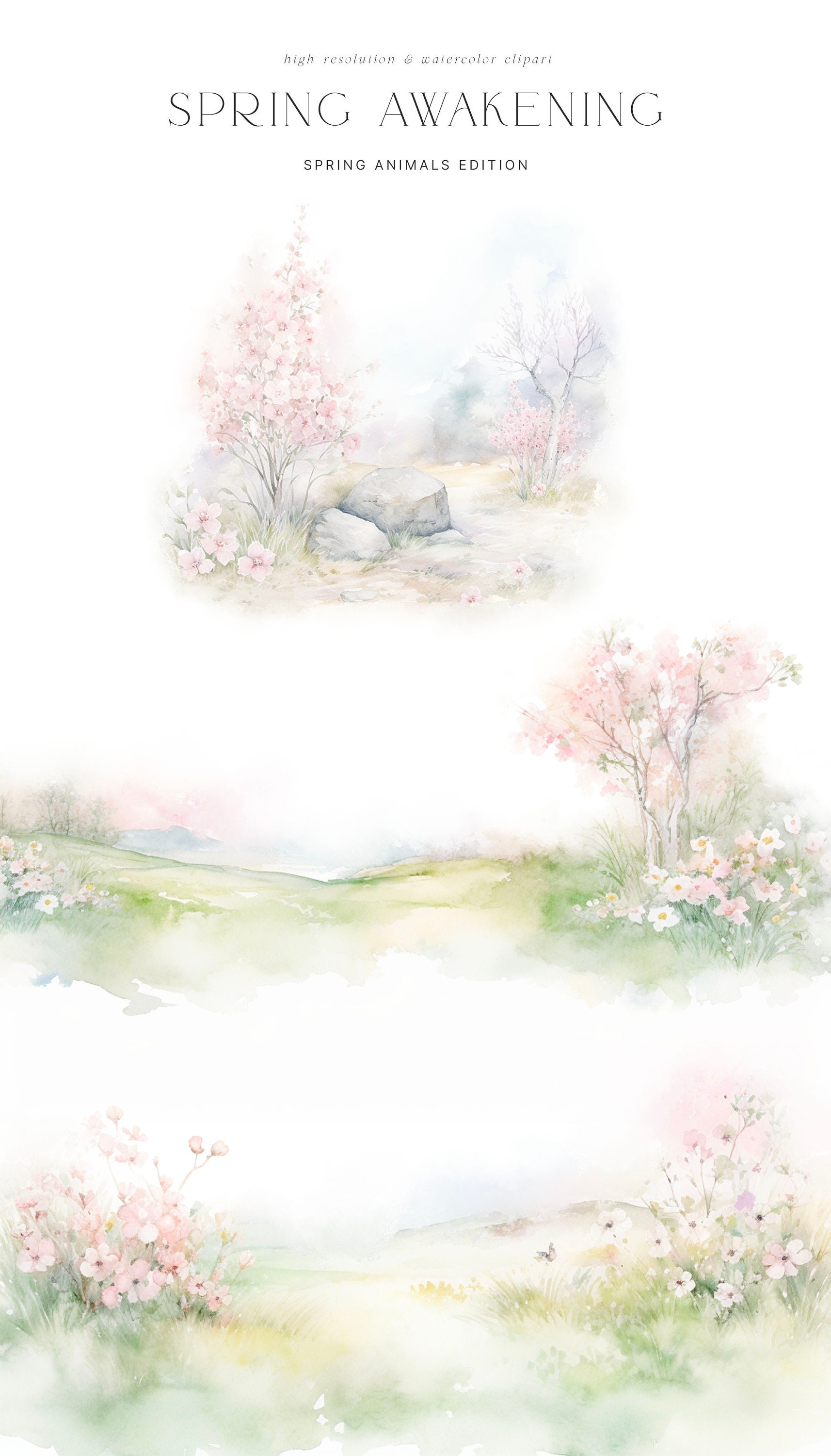 Watercolor Spring Baby Animals Clipart Spring Florals Watercolor Spring ...