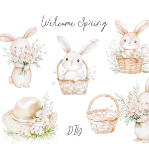 Cute Spring Watercolor Clipart - Bunny Clipart - Spring Nursery ...