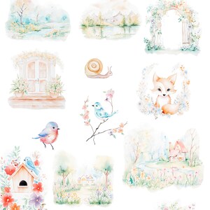 Spring Watercolor Clipart - Spring Landscapes - Cute Spring Animals ...