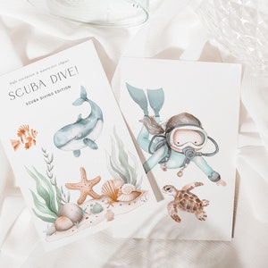 Cute Scuba Diving Watercolor Clipart - Scuba Dive Clipart - Underwater ...