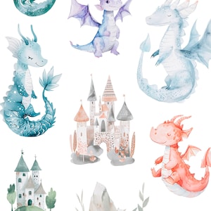 Watercolor Baby Dragon Clipart - Watercolor Fantasy - Kingdom Clipart ...