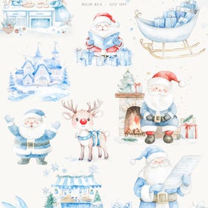Blue Christmas Clipart - Santa's Village - Cute Christmas - Cute ...