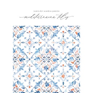 Watercolor Mediterranean Tile Seamless Patterns - Mediterranean ...