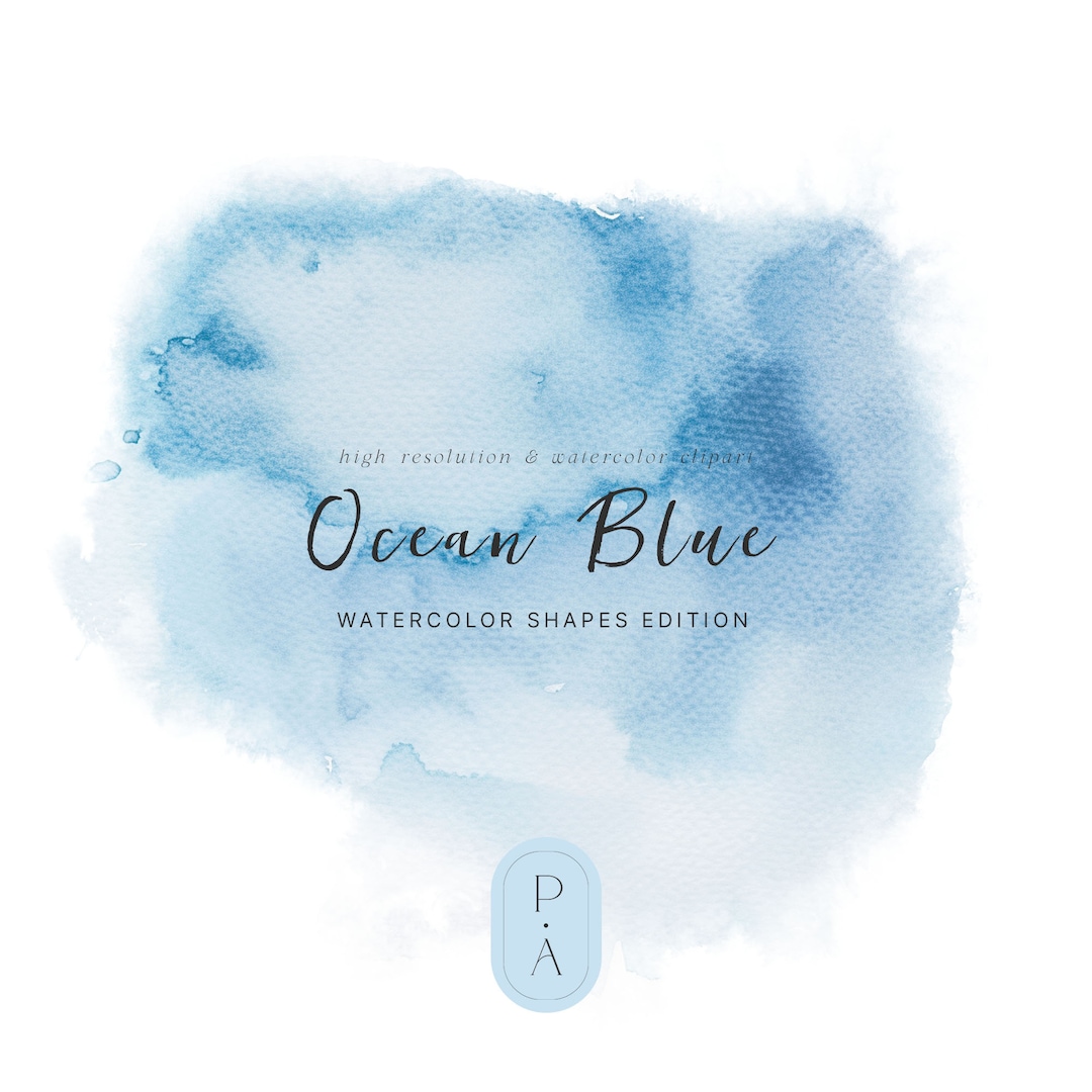 Blue Shapes Watercolor Clipart - Watercolor Shapes - Ocean Blue - Washy ...