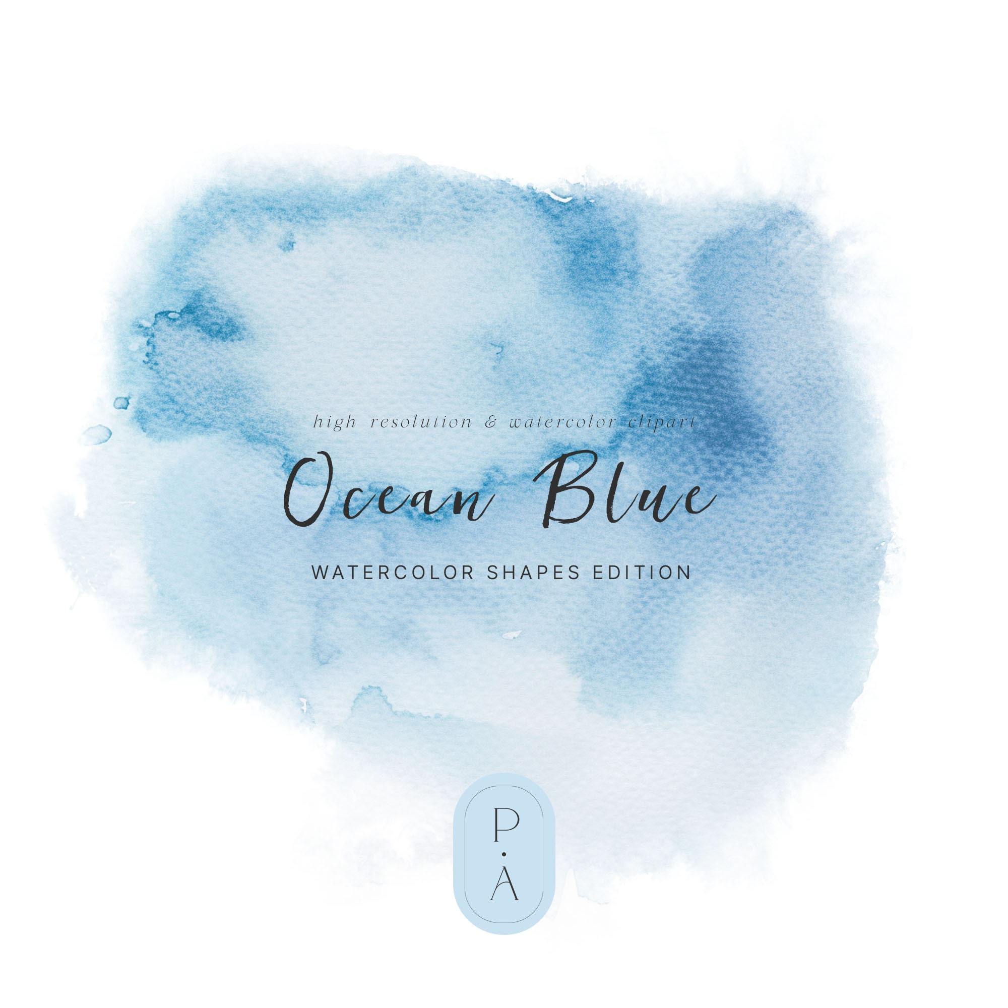 Blue Shapes Watercolor Clipart Watercolor Shapes Ocean Blue Washy ...