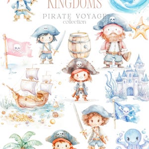 Cute Pirate Clipart - Watercolor Pirates - Clipart for Kids - Magic ...