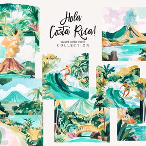 Watercolor Costa Rica Travel Clipart Set - Traveling Clipart Collection ...