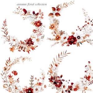 Fall Floral Clipart - Autumn Florals - Pumpkins & Flowers - Pumpkin ...