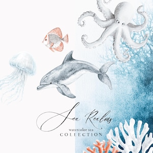 Watercolor Underwater Clipart Set - Sea Animals - Sea Creatures ...