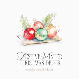 Watercolor Winter Christmas Decor - Traditional Christmas Decorations ...