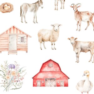 Farm House Animals Clipart - Watercolor Clipart - Farm Animals Clipart ...