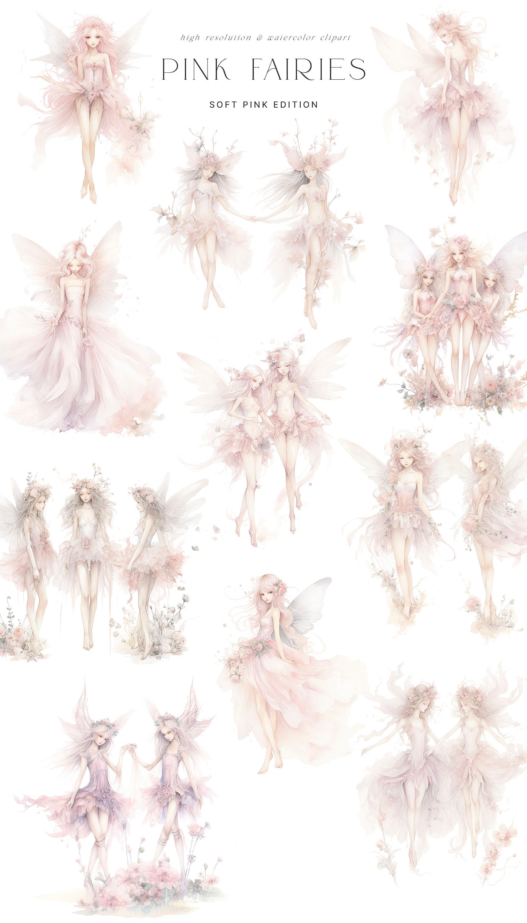 Watercolor Pink Fairies Clipart Pink Fairies Clipart Fairies Clipart ...