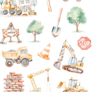 Construction Watercolor Clipart - Construction Vehicles - Construction ...