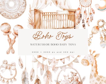 Boho Baby Clipart - Cute Animals Clipart - Watercolor Nursery Clipart ...