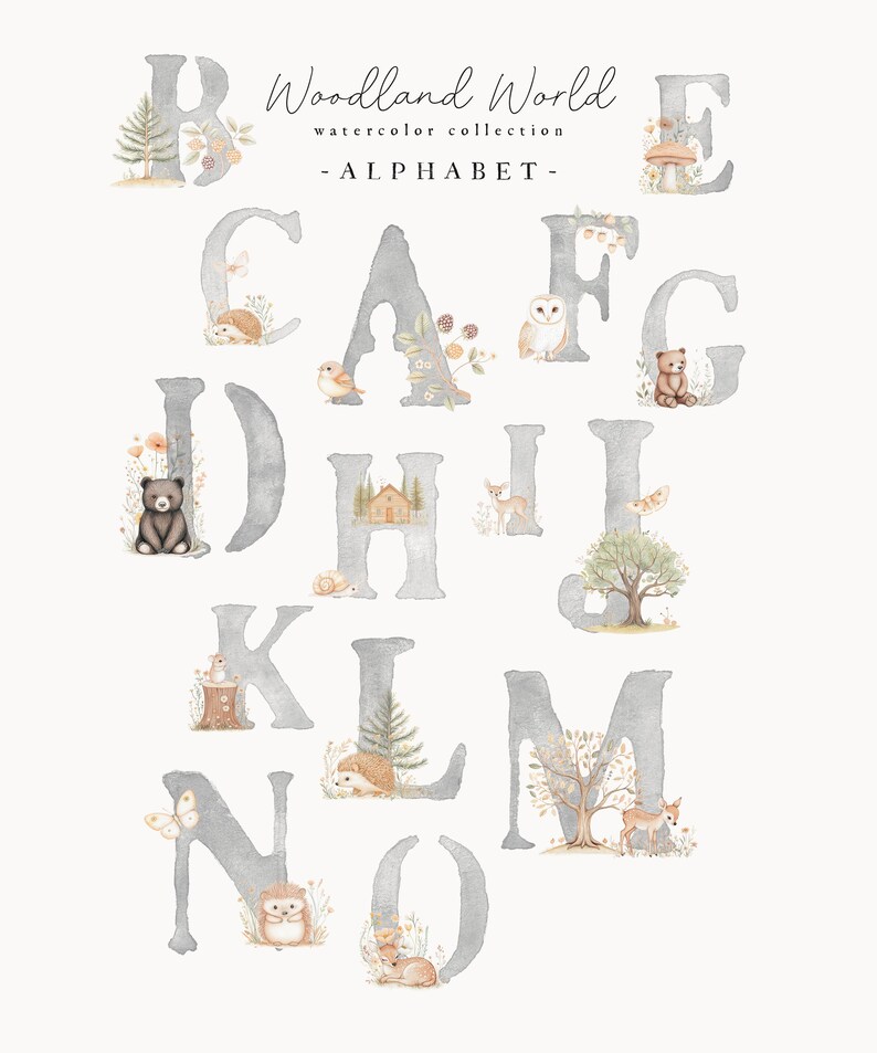 Watercolor Woodland Animals Clipart Collection - Watercolor Woodland ...