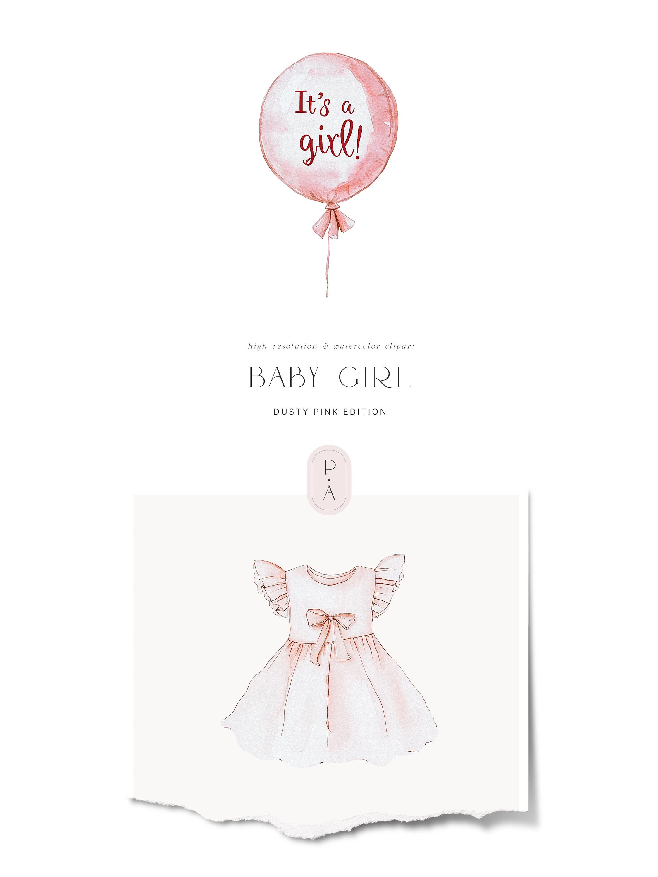 Baby Shower Watercolor Clipart Baby Girl Clipart Nursery Clipart Gender ...