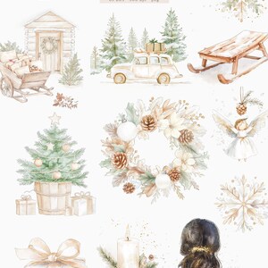 Watercolor Rustic Christmas Clipart - Rustic Cozy Winter Collection ...