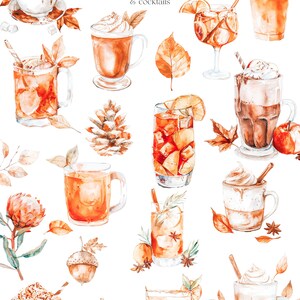 Autumn Drinks Clipart - Watercolor Drinks Clipart - Autumn Cocktails ...